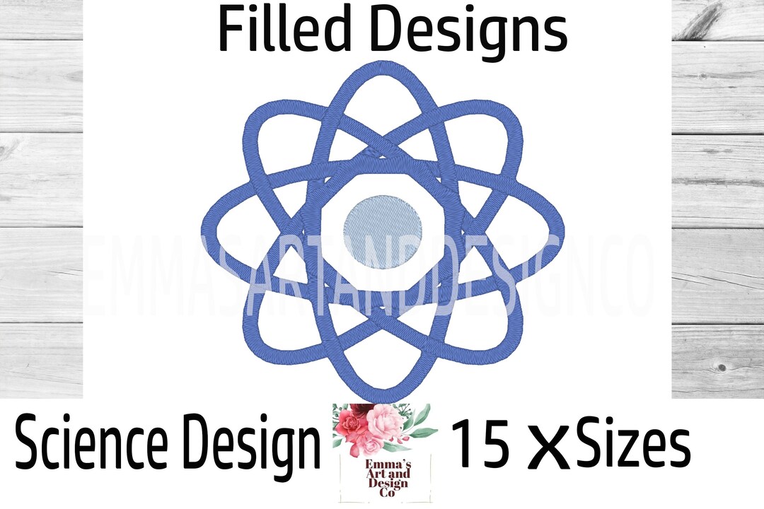 Atom Embroidery Design, Science Embroidery Design, Machine Embroidery ...