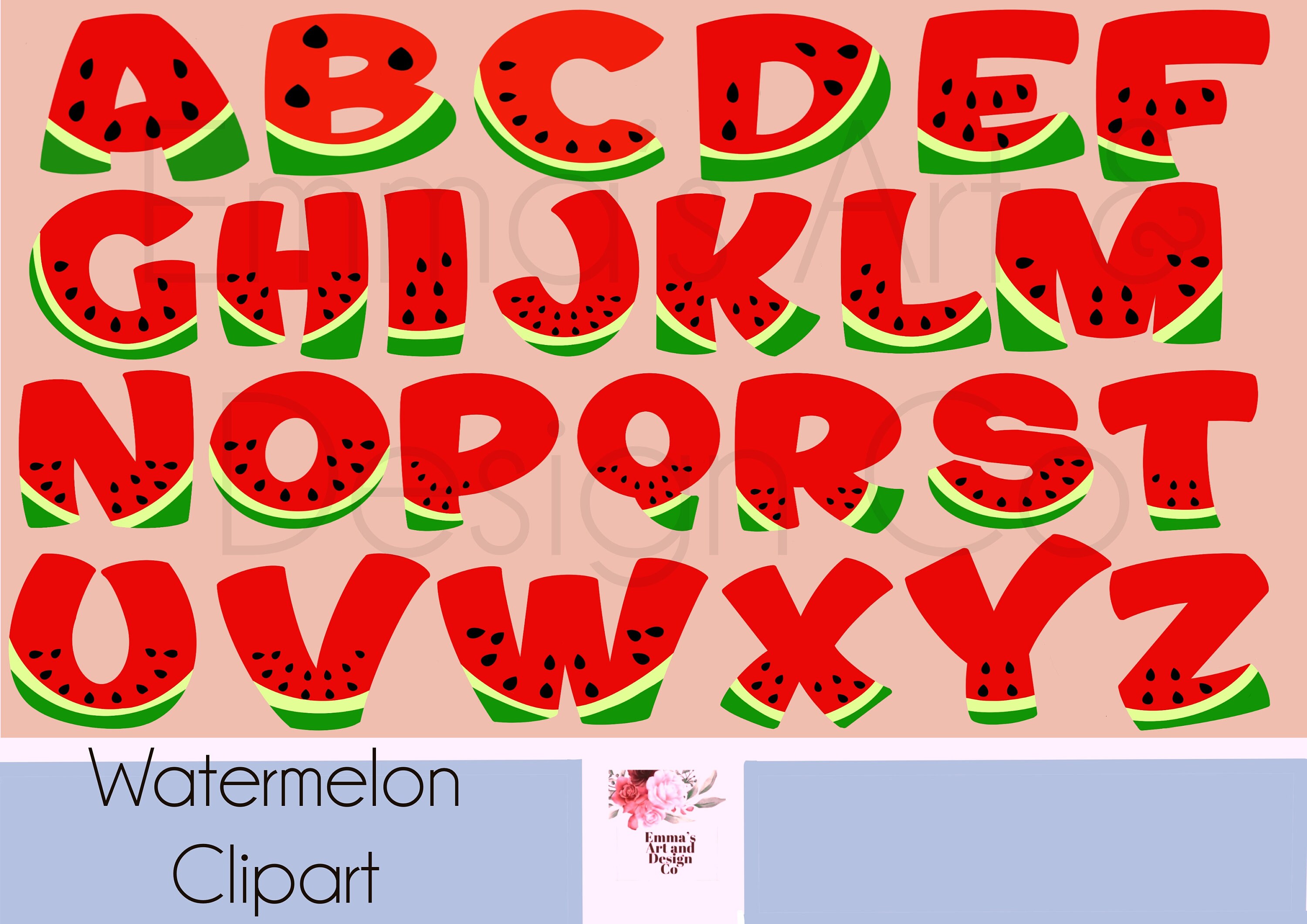 Watermelon Digital Stamps Alphabet PNG Clipart Watermelon - Etsy