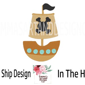 Ship Machine Embroidery Design, Pirate Ship Embroidery Designs, Boat ...