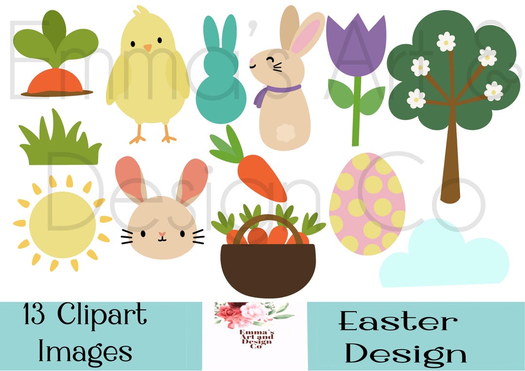 Spring Digital Stamps, Easter Digital Stamps, Easter PNG Clipart, Cute ...