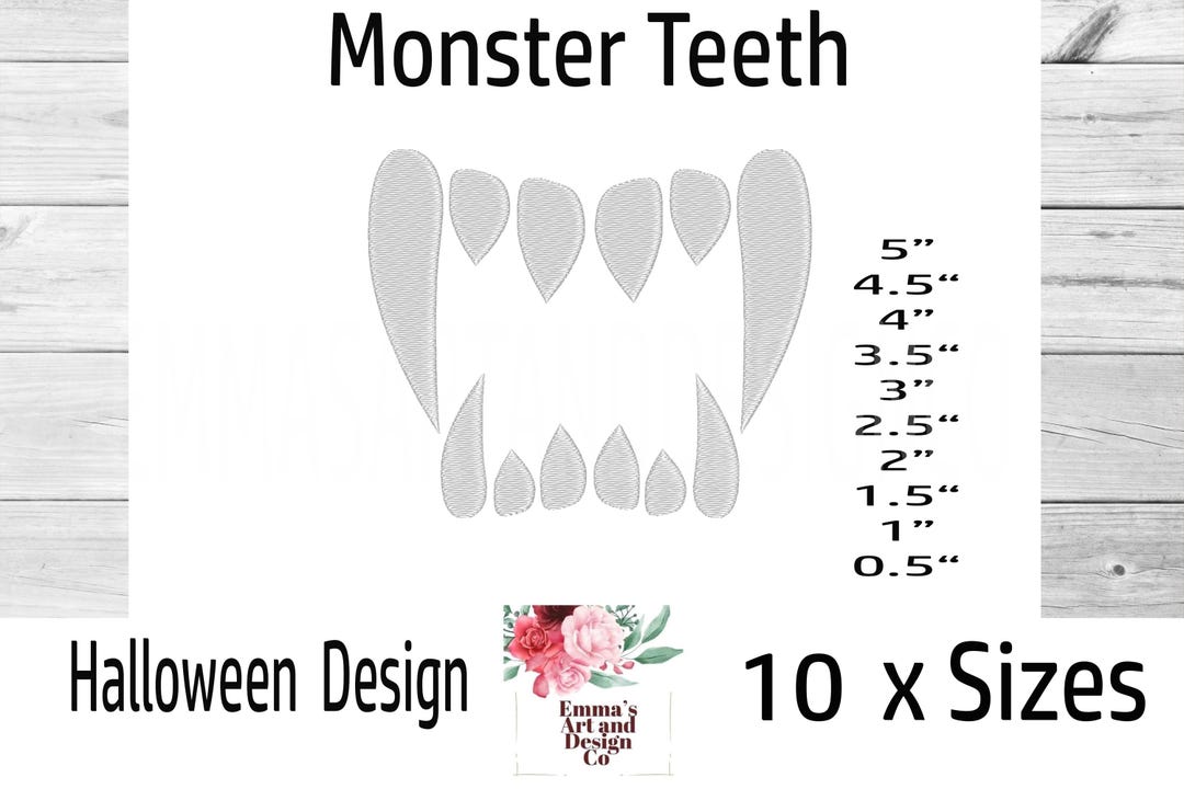 Spooky Vampire Fangs Machine Embroidery Design, Halloween Vampire Fangs ...