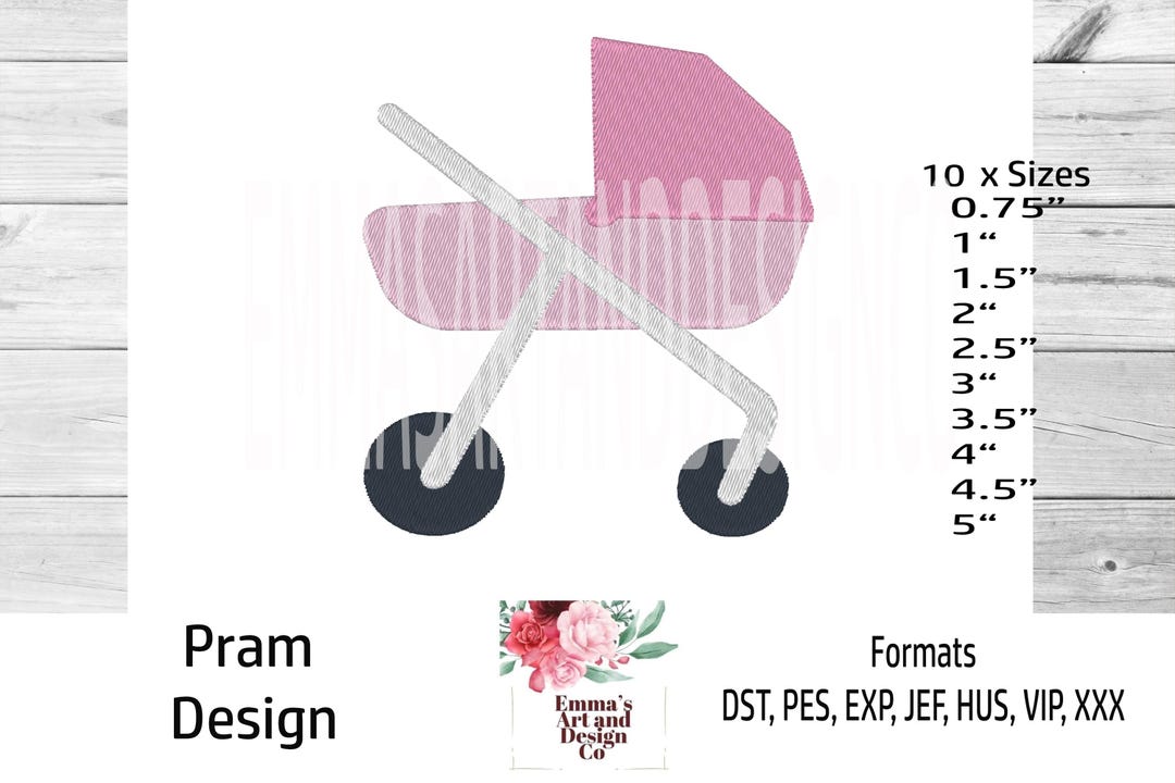 Pram Machine Embroidery Design, Machine Embroidery Stroller Design ...