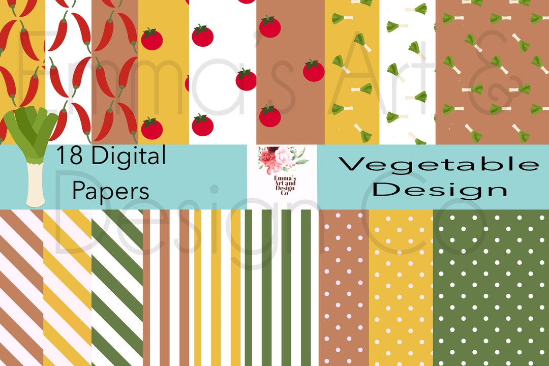 Vegetable Backgrounds, Vegetable Digital Download, Vegetable Digital ...