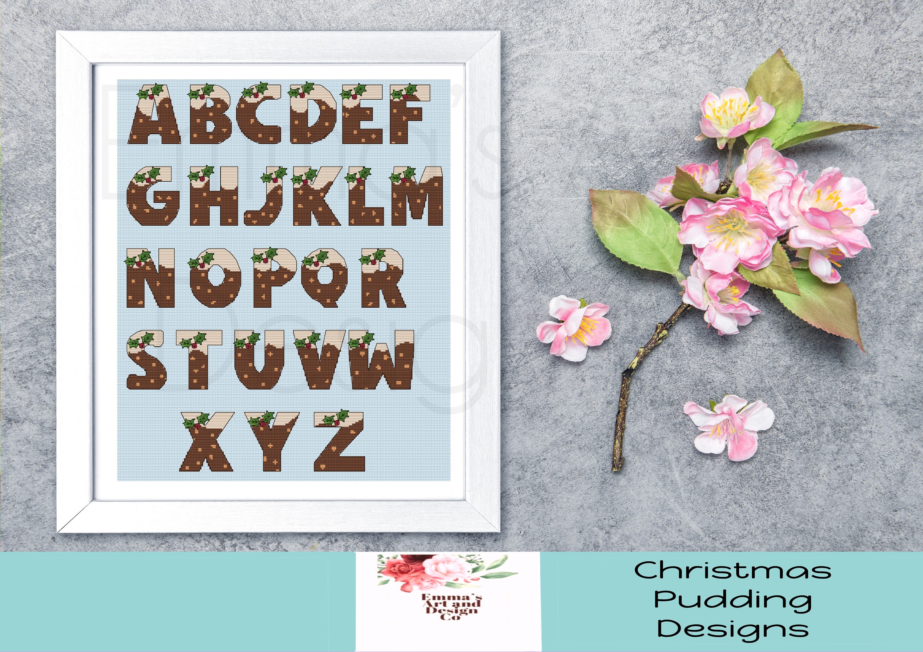Christmas Alphabet Cross Stitch Pattern, Christmas Cross-stitch Pattern ...