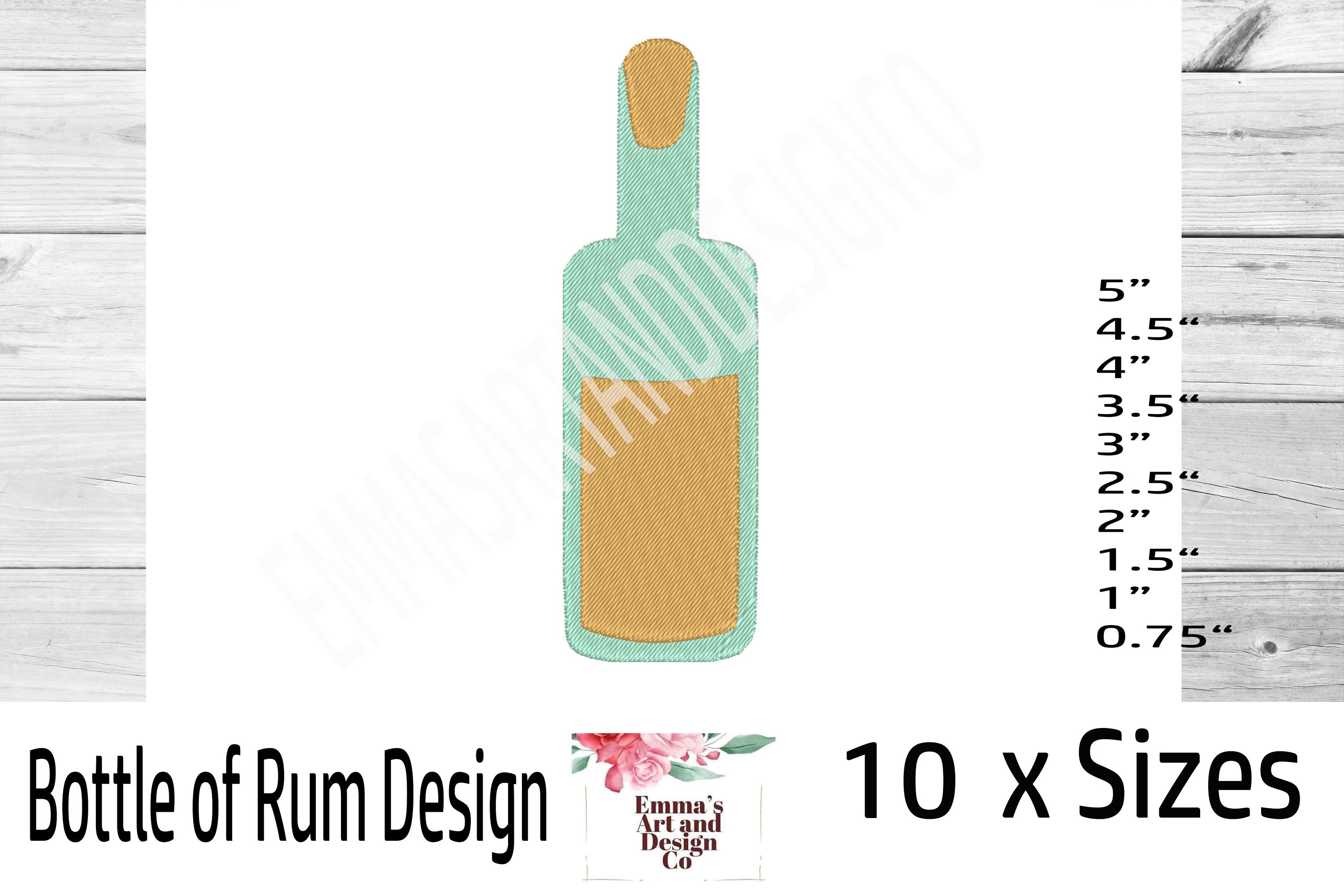Rum Machine Embroidery Design, Pirate Rum Embroidery Designs, Bottle of ...