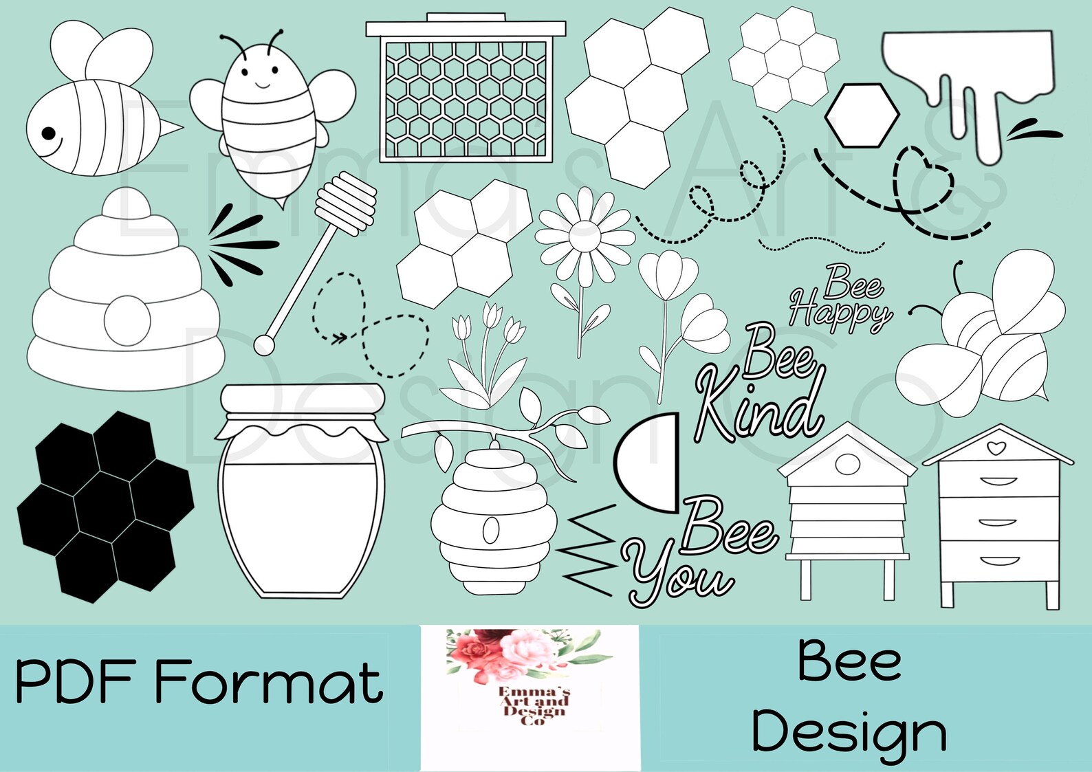 Bee Digital Stamps, Bee PNG Clipart, Bee Clipart Images, Digital ...