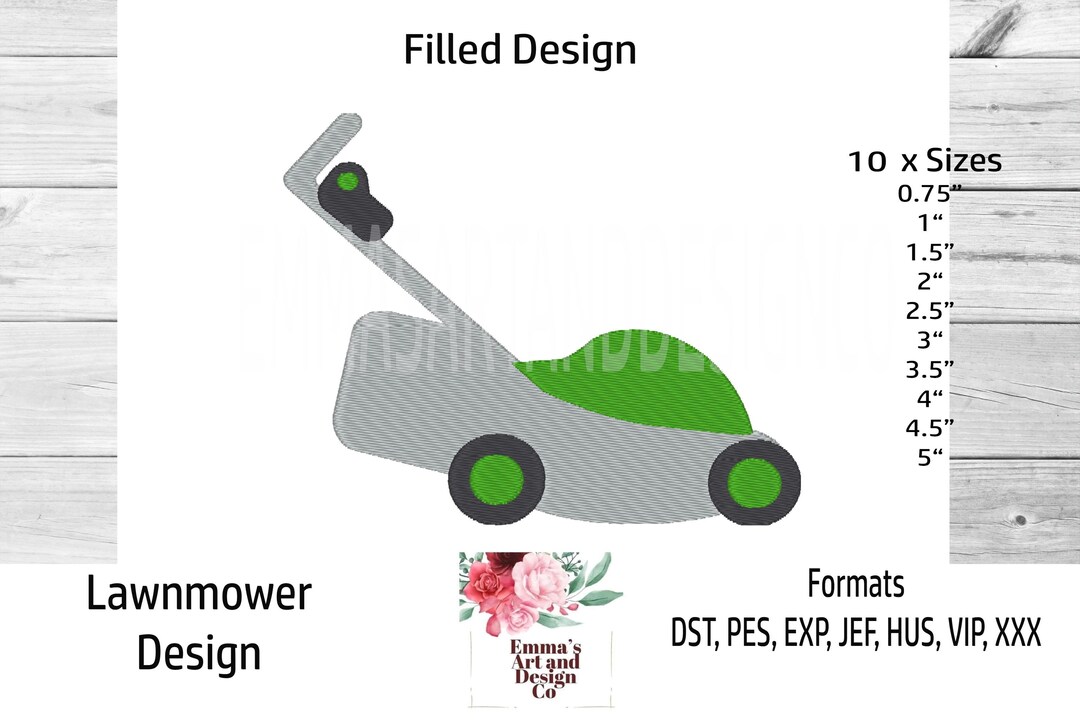 Lawn Mower Machine Embroidery Design, Gardening Embroidery Designs ...