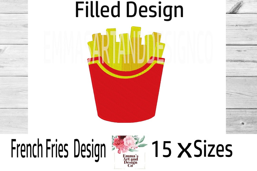 French Fries Machine Embroidery Design, Fries Embroidery Design, Food ...