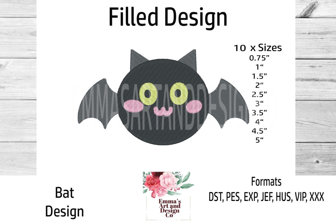 Bat Embroidery Design, Halloween Machine Embroidery, Halloween Bat ...