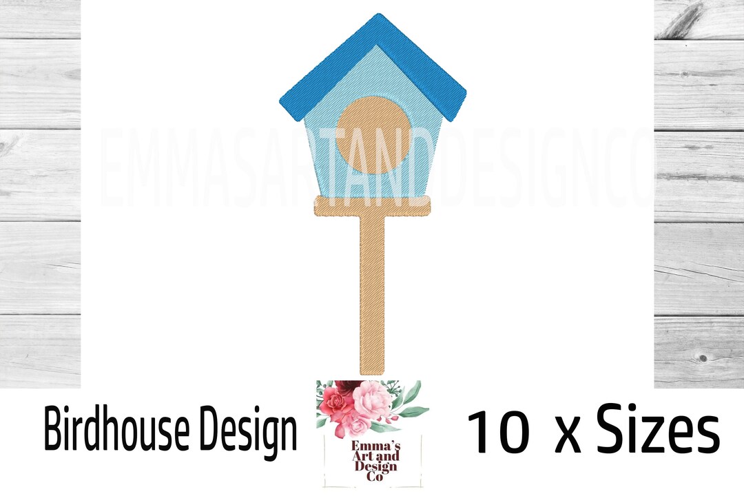 Birdhouse Embroidery Design, Birdhouse Embroidery, Mothers Day, Machine ...