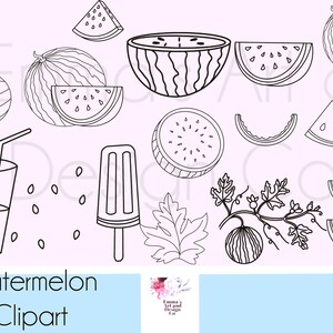 Watermelon Digital Stamps,fruit Clipart, Watermelon Clipart Image’s ...
