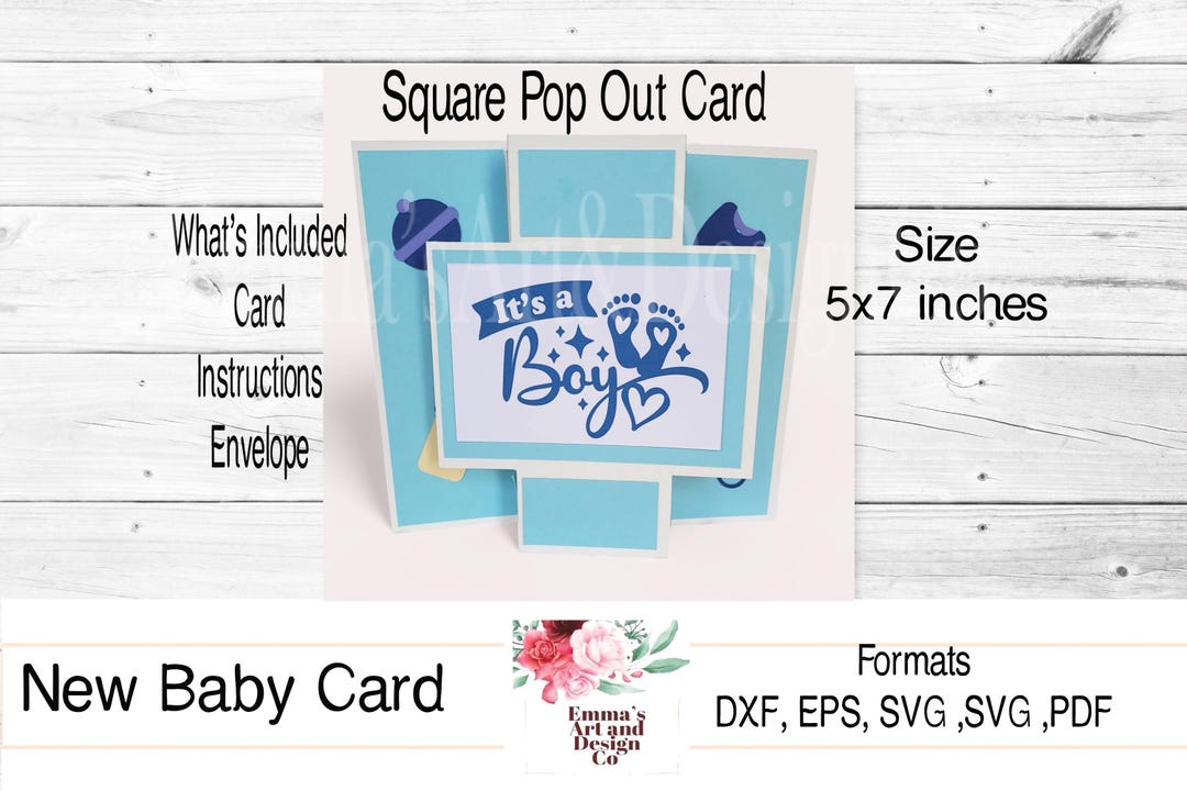 Baby Boy SVG Card Template, Svg New Born Card, Boy Card SVG, 3D ...