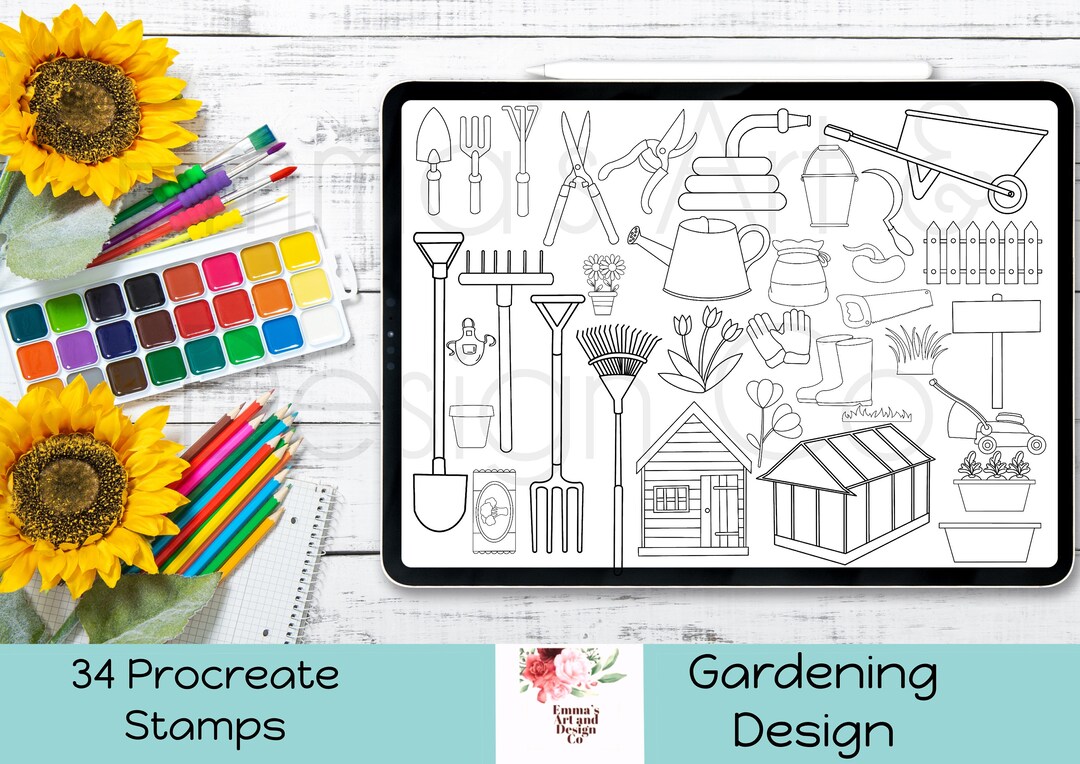 Procreate Gardening Stamp, Procreate Gardening Brush, Brushes for Ipad ...