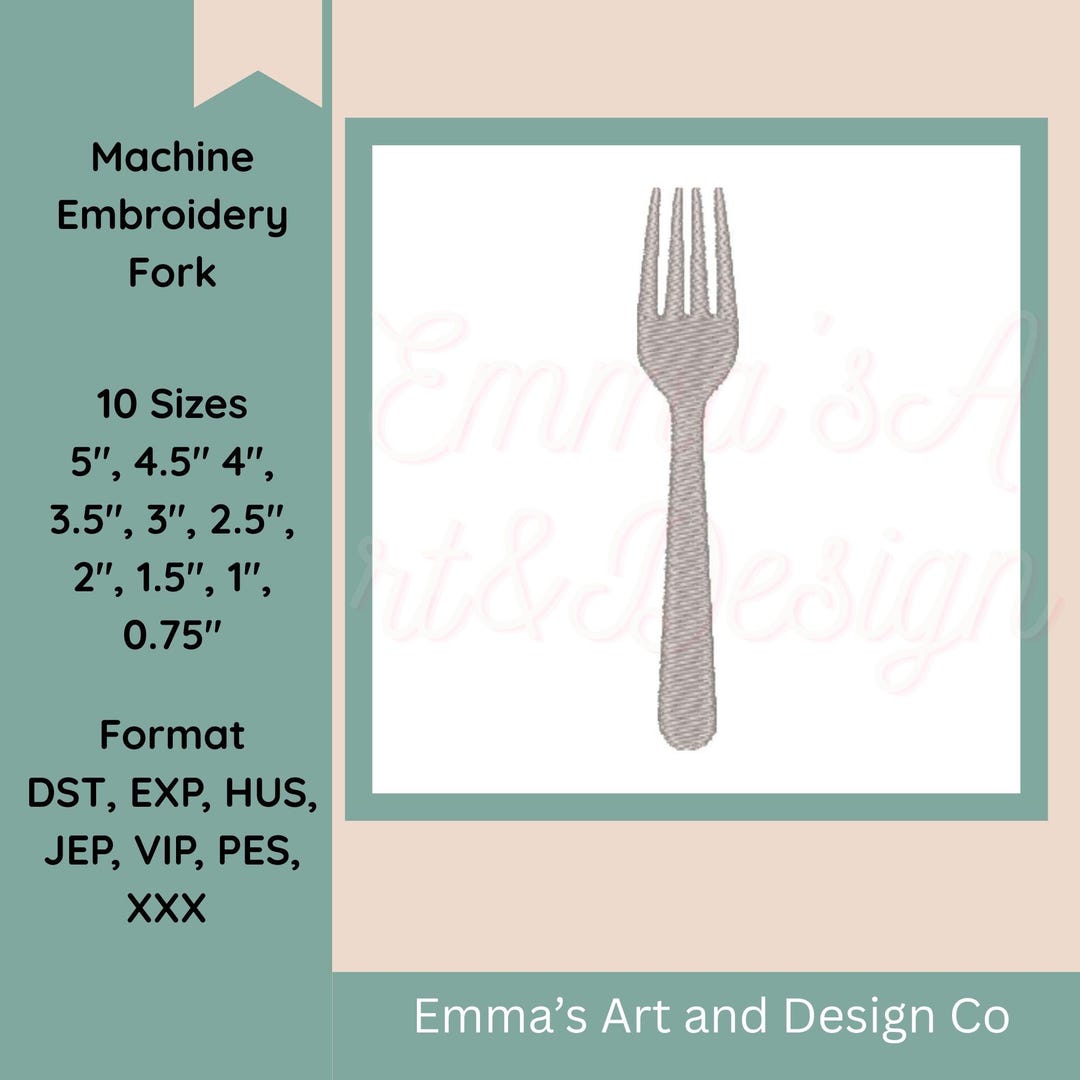 Fork Machine Embroidery Design, Kitchens, Cutlery Utensil, Dining Decor ...