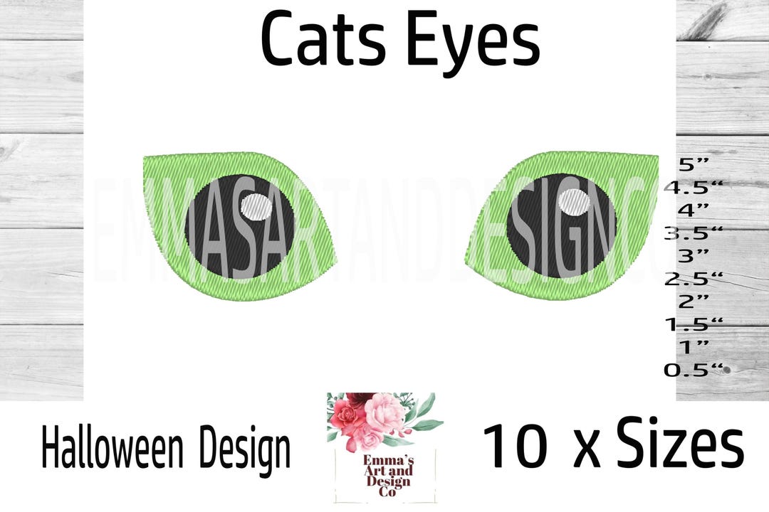 Cat Eyes Embroidery Design, Halloween Cat Eyes Embroidery, Halloween ...