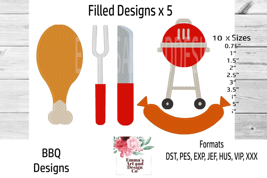 BBQ Machine Embroidery Design, Embroidery Designs, Embroidery ...