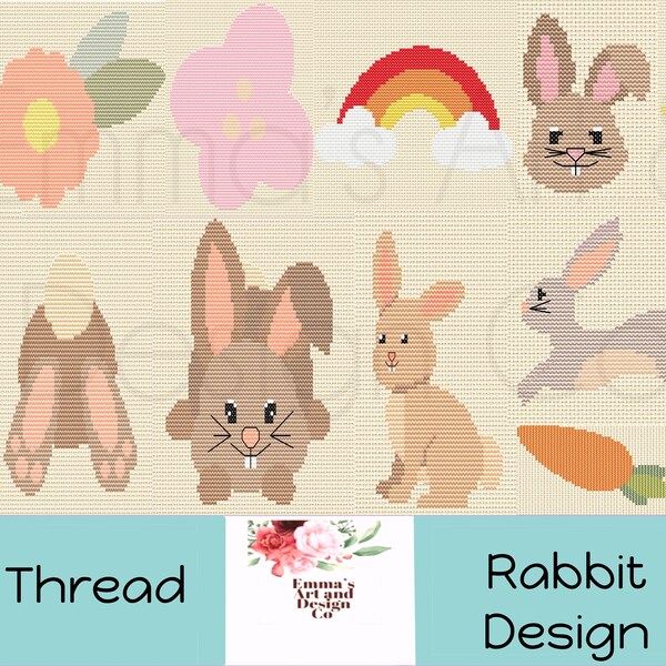 Rabbit Cross Stitch - Etsy