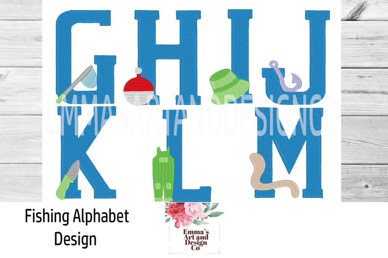 Fishing Alphabet Machine Embroidery, Alphabet Machine Embroidery Design ...