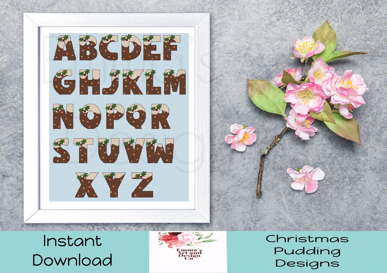 Christmas Alphabet Cross Stitch Pattern, Christmas Cross-stitch Pattern ...
