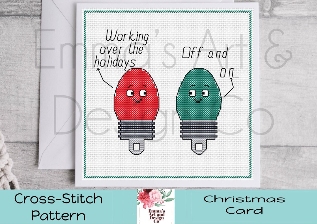 Working Over Christmas Cross Stitch Pattern, Modern Cross-stitch ...
