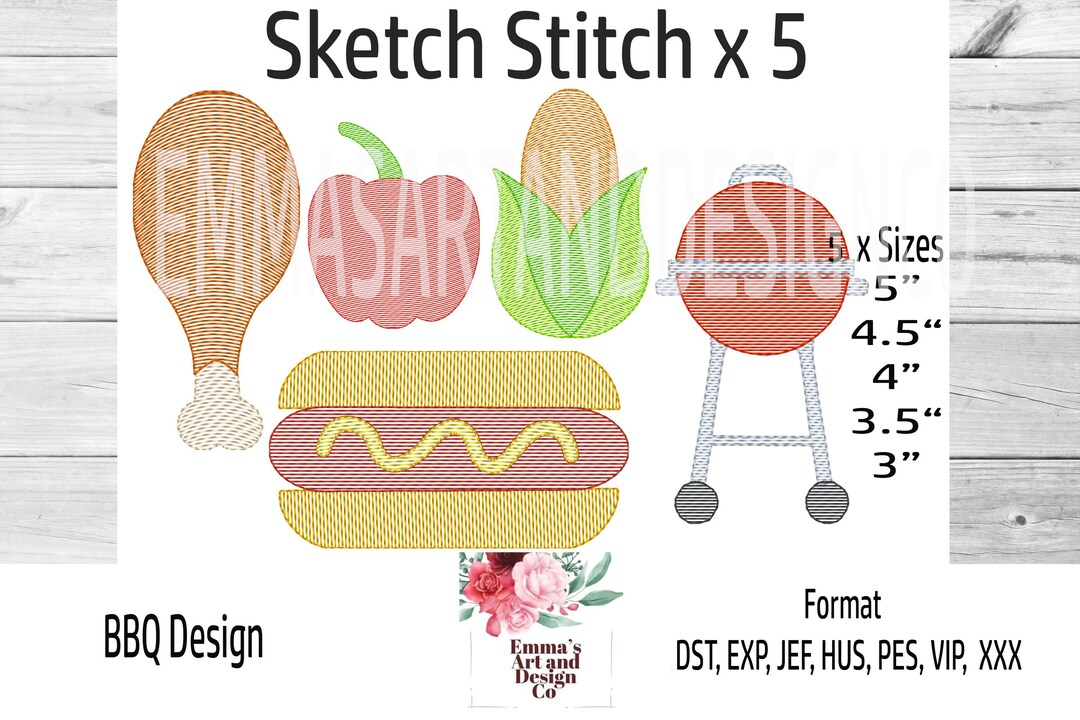 BBQ Machine Embroidery Design, Embroidery Designs, Embroidery, Sketch ...