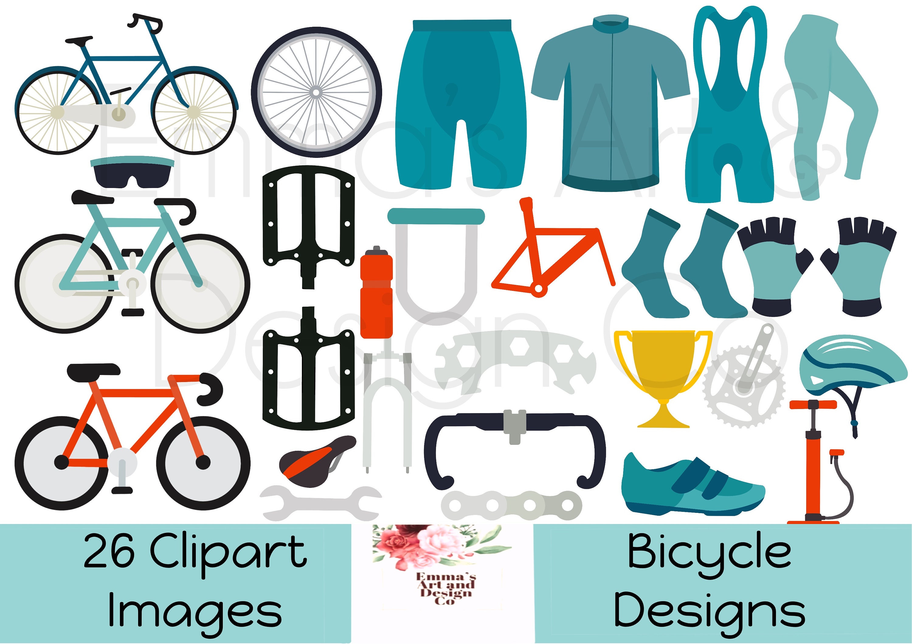 Bicycle Digital Stamps Bike PNG Clipart Cycle Clipart - Etsy