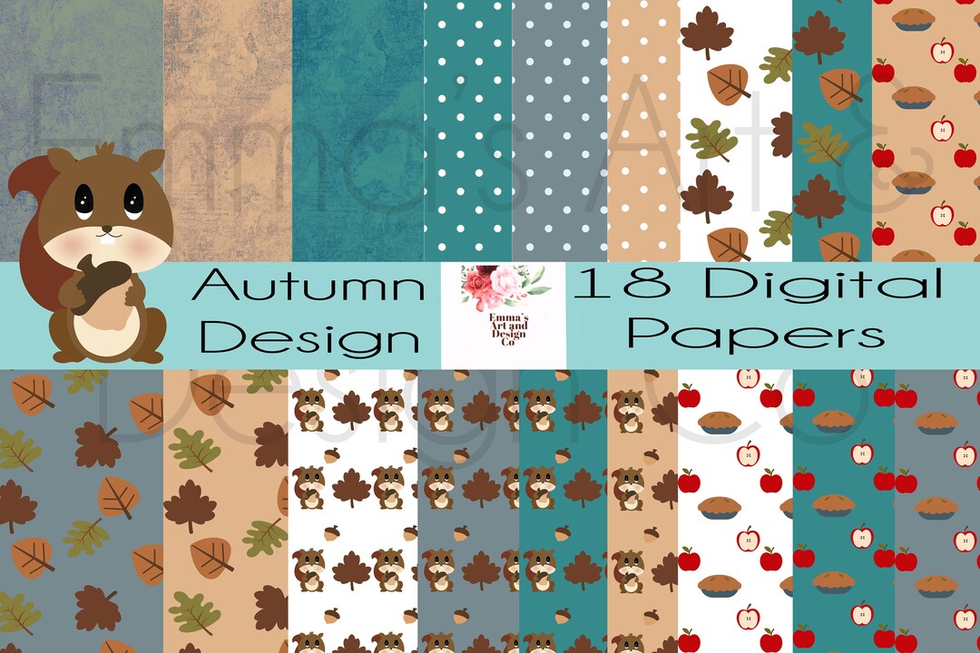 Fall Digital Paper, Autmn Printable Printable Paper, Autumn Design ...