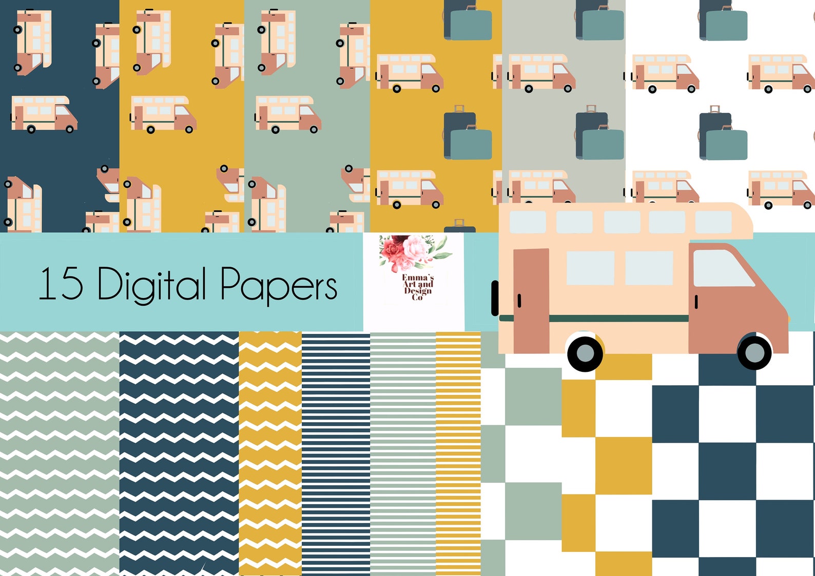 RV Digital Backgrounds Camper Van Digital Download Camping - Etsy