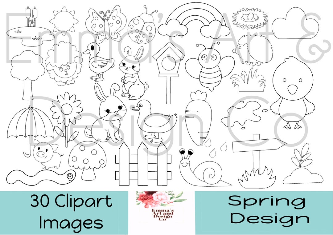 Spring Digital Stamps, Easter PNG Clipart, Farm Clipart Image’s ...
