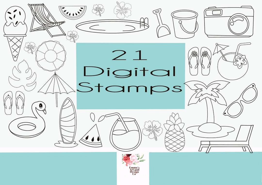 Summer Digital Stamps, Summer PNG Clipart, Summer Clipart Image’s ...