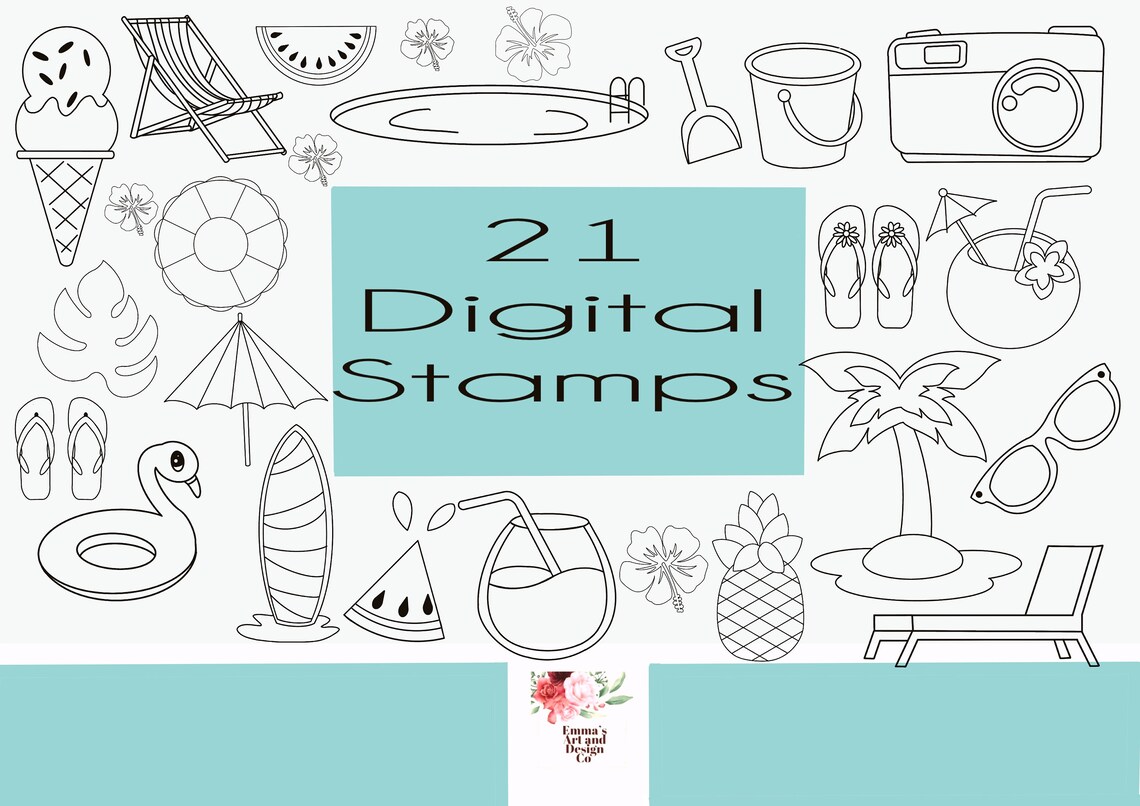 Summer Digital Stamps Summer PNG Clipart Summer Clipart | Etsy