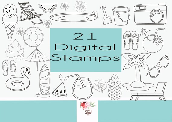 Summer Digital Stamps Summer PNG Clipart Summer Clipart | Etsy