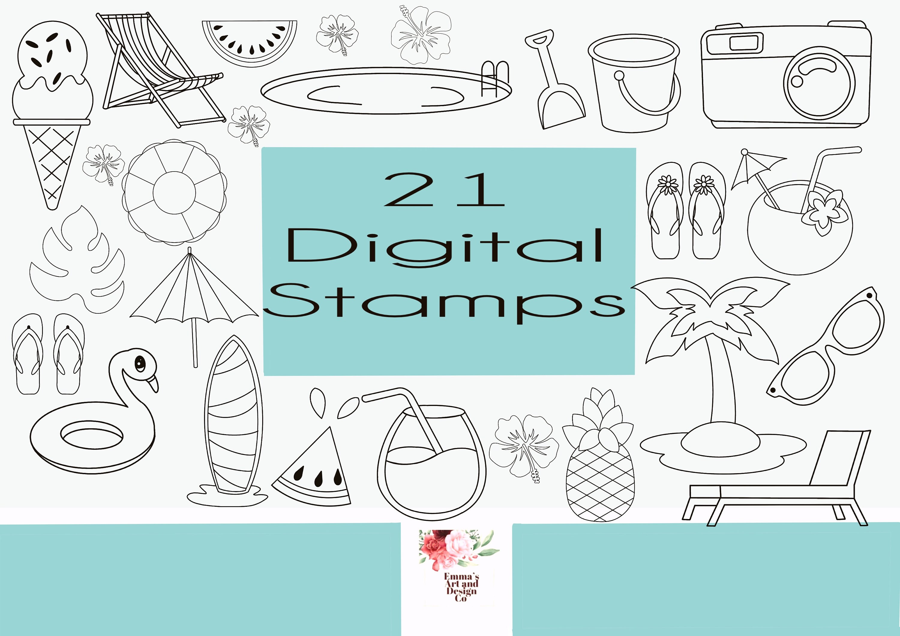 Summer Digital Stamps Summer PNG Clipart Summer Clipart | Etsy