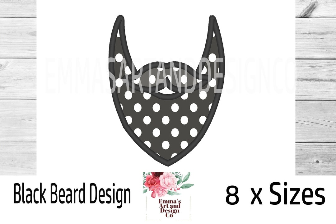 Beard Machine Embroidery Design, Black Beard Embroidery Designs ...