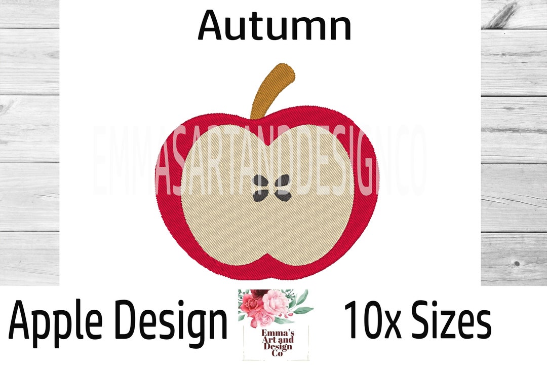 Apple Machine Embroidery Design, Fall Machine Embroidery Design, Autumn ...