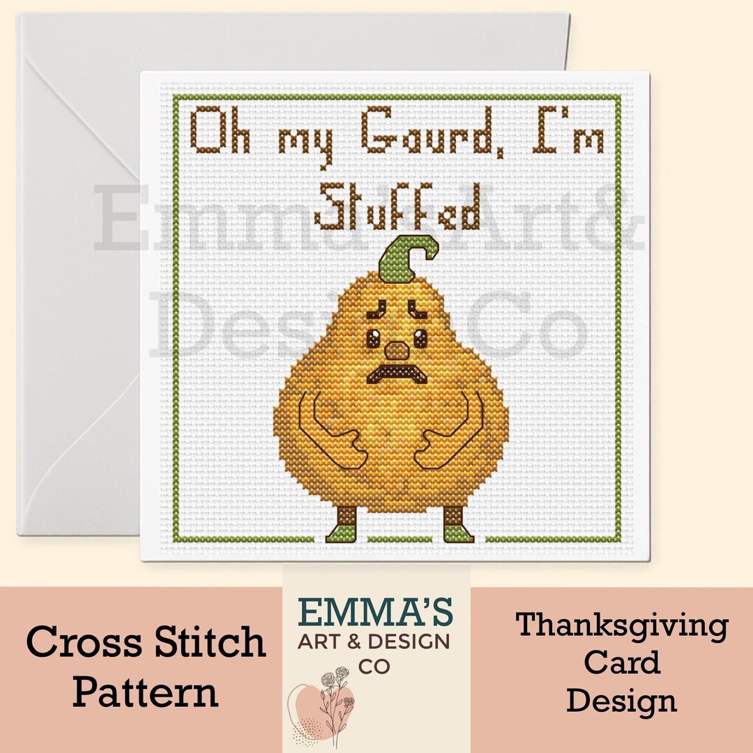 5x5 Thanksgiving Cross Stitch Card Pattern PDF, Autumn DIY Card, Modern ...