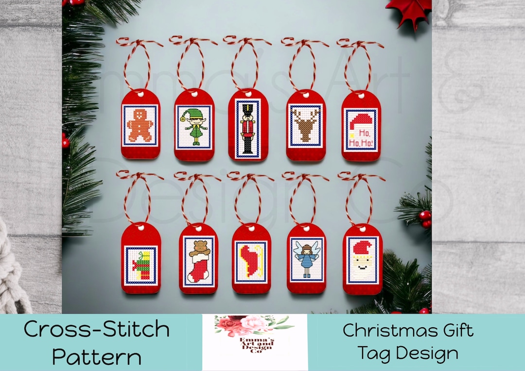 Christmas Gift Tags, Cross Stitch Pattern, SET OF 10, Small Cross ...
