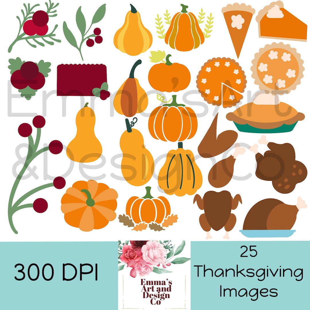 25 Fall Thanksgiving Clipart, Autumn Harvest, Printable Clipart, High ...