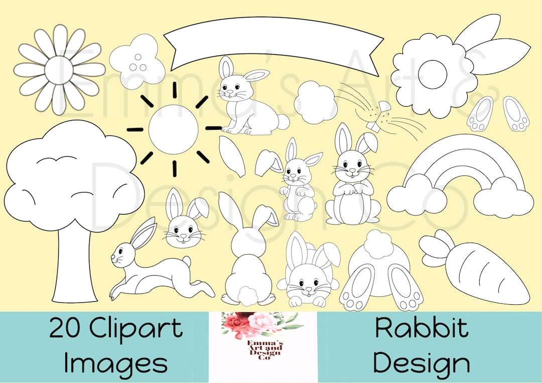 Rabbit Digital Stamps, Bunny PNG Clipart, Rabbit Clipart Images ...