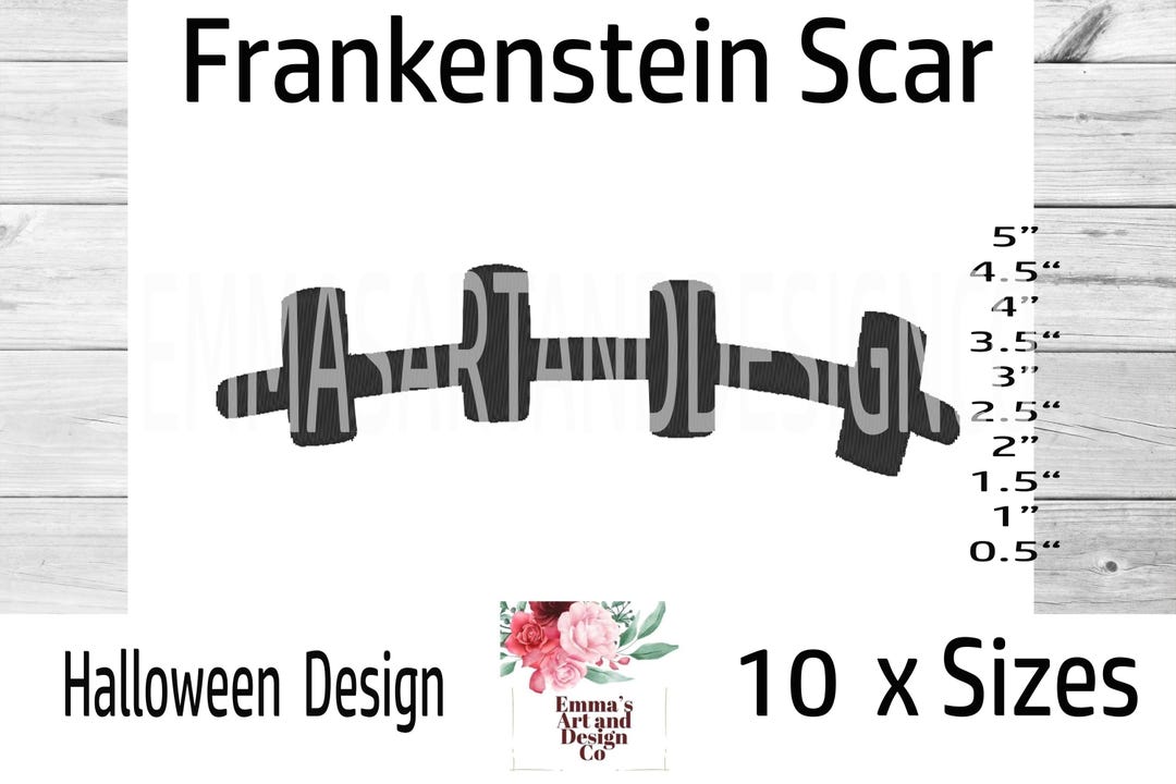 Frankenstein Scar Embroidery Design, Halloween Frankenstein Embroidery ...