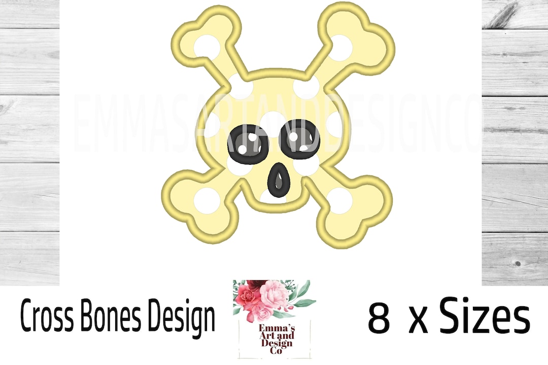 Cross Bones Machine Embroidery Design, Skull and Bones Embroidery ...