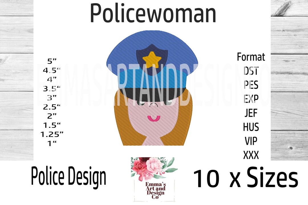 Policewoman Machine Embroidery Design, Policewoman Embroidery Pattern ...