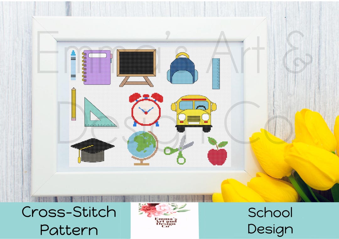 Teacher Cross Stitch Alphabet Patterns, School Cross-stitch Pattern ...