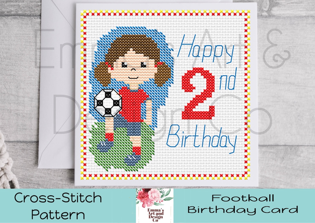 Football Cross Stitch Pattern, 2nd Birthday Cross-stitch Pattern, Cross ...