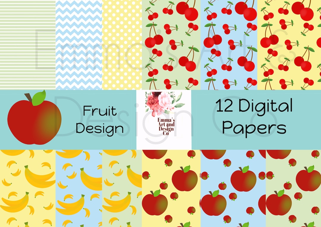 Fruit Backgrounds, Fruit Digital Download, Fruit Digital Paper, Fruit ...