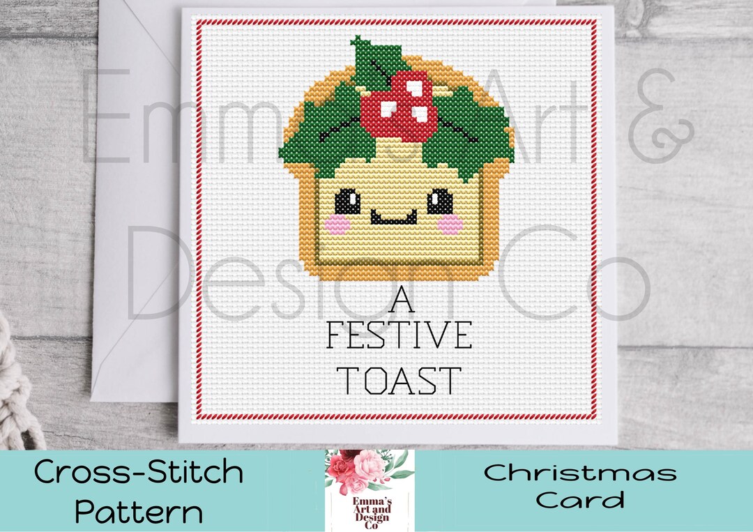 A Festive Toast Cross Stitch Pattern, Modern Cross-stitch Pattern ...