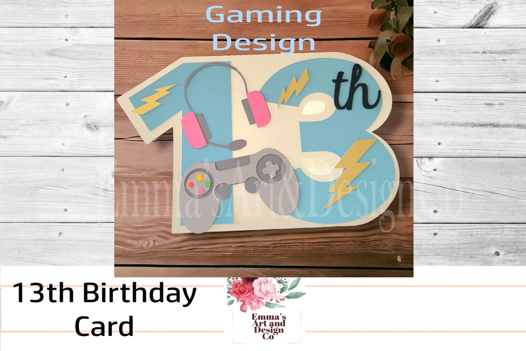 13th Birthday Card SVG, 13th Card Template, Gaming SVG, Card Template ...