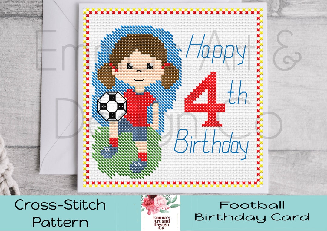 Football Cross Stitch Pattern, 4th Birthday Cross-stitch Pattern, Cross ...