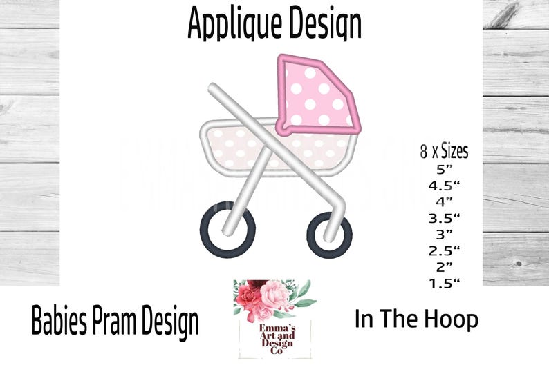 Pram Machine Embroidery Design, Machine Embroidery Stroller Design ...