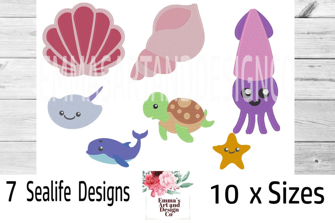 Sea-life Machine Embroidery Design, Sea Life Embroidery Designs, Embroidery, Embroidery Pattern ...